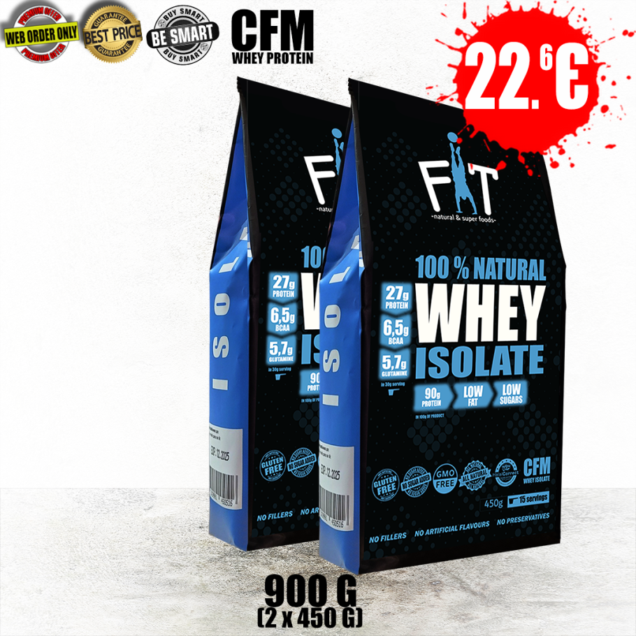 100% NATURAL WHEY ISOLATE 2 x 450g